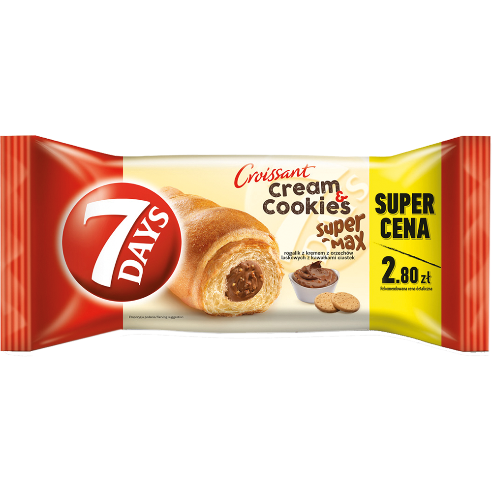 Croissant 7 Days Super Max with Hazelnut Cream and Pieces of Digestives ...